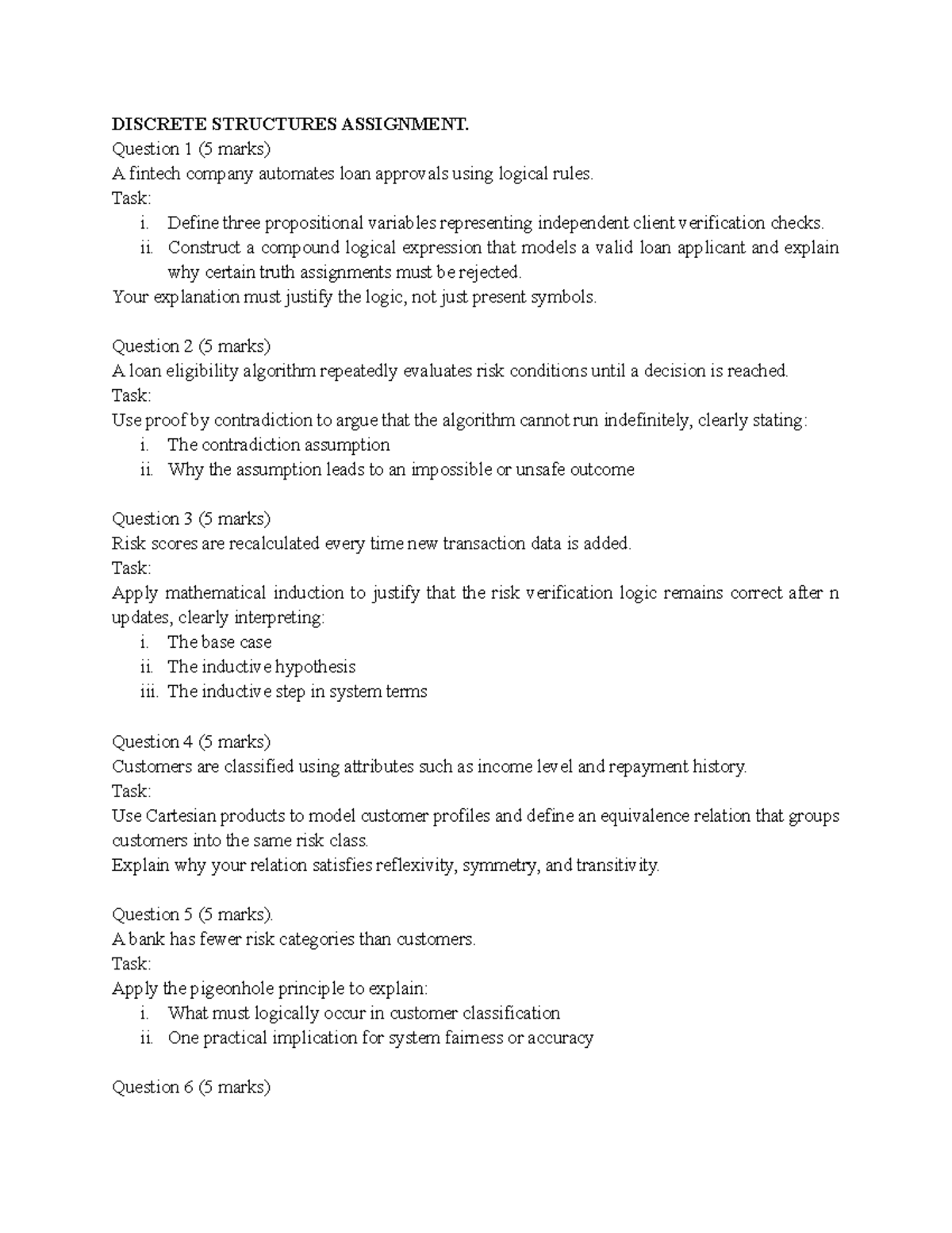 DISCRETE STRUCTURES ASSIGNMENT 1: Logical Reasoning & Algorithms - Studocu