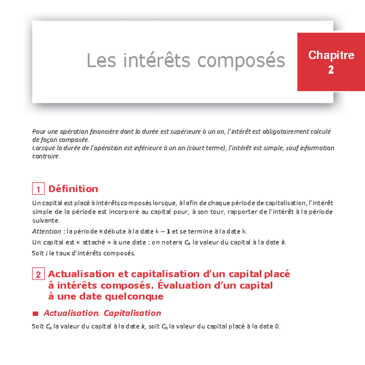 Les intérêts composés Fiche de cours - Les intérêts composés Chapitre 2 ...