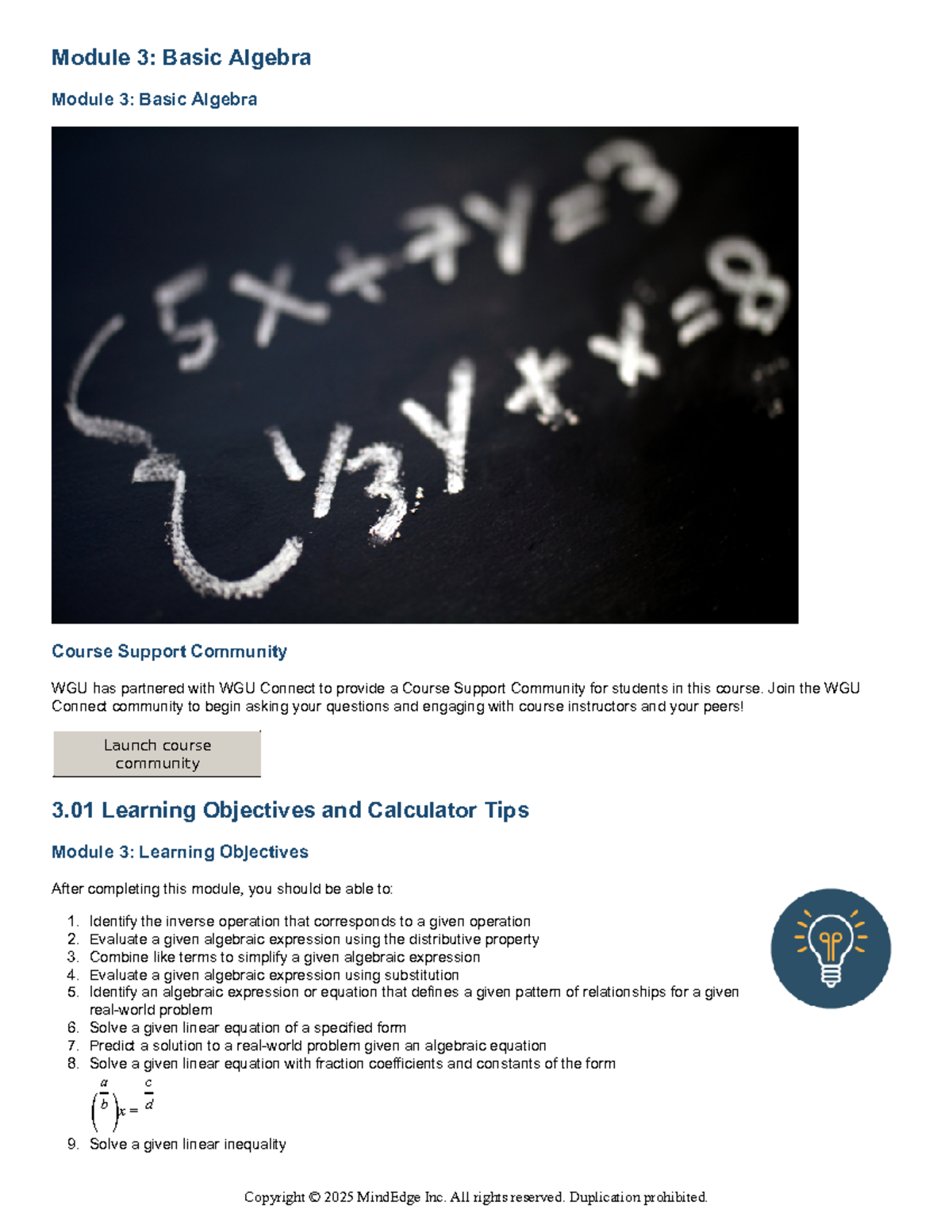 Module 3 Basic Algebra - notes - Module 3: Basic Algebra Module 3 ...
