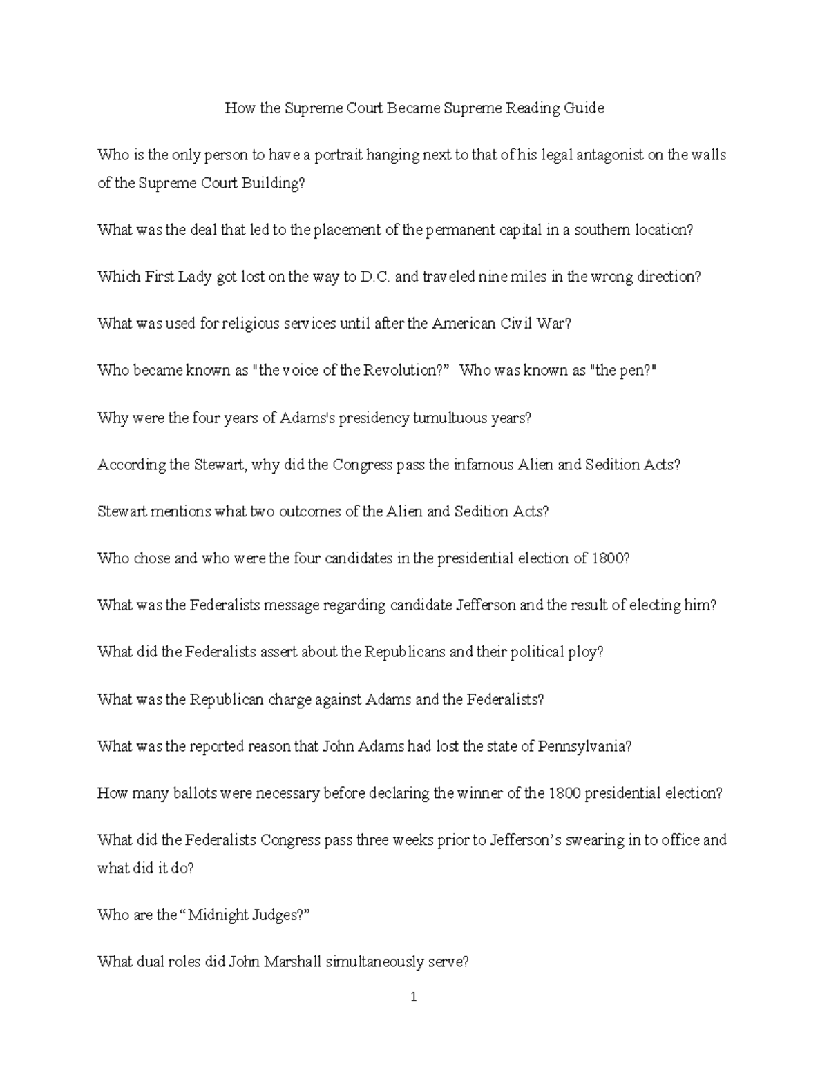 How the Supreme Court Became Supreme Reading Guide - and traveled nine ...