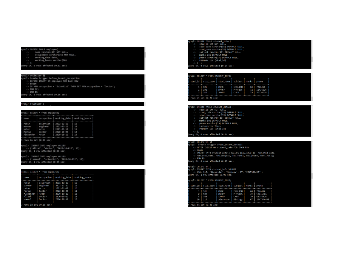 Microsoft 365 (Office) - CREATE TABLE student_info ( stud_id int NOT NULL stud_code varchar(15 ...