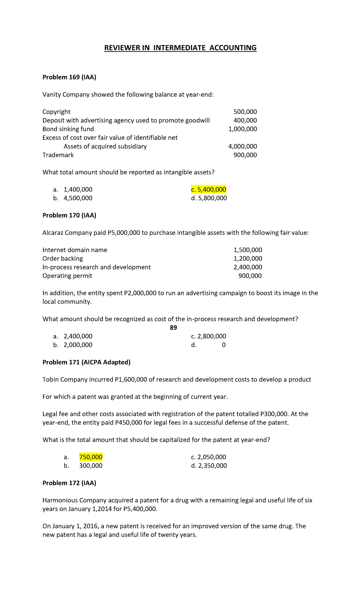408730903 Intermediate Accounting Reviewer - Key Problems and Solutions ...