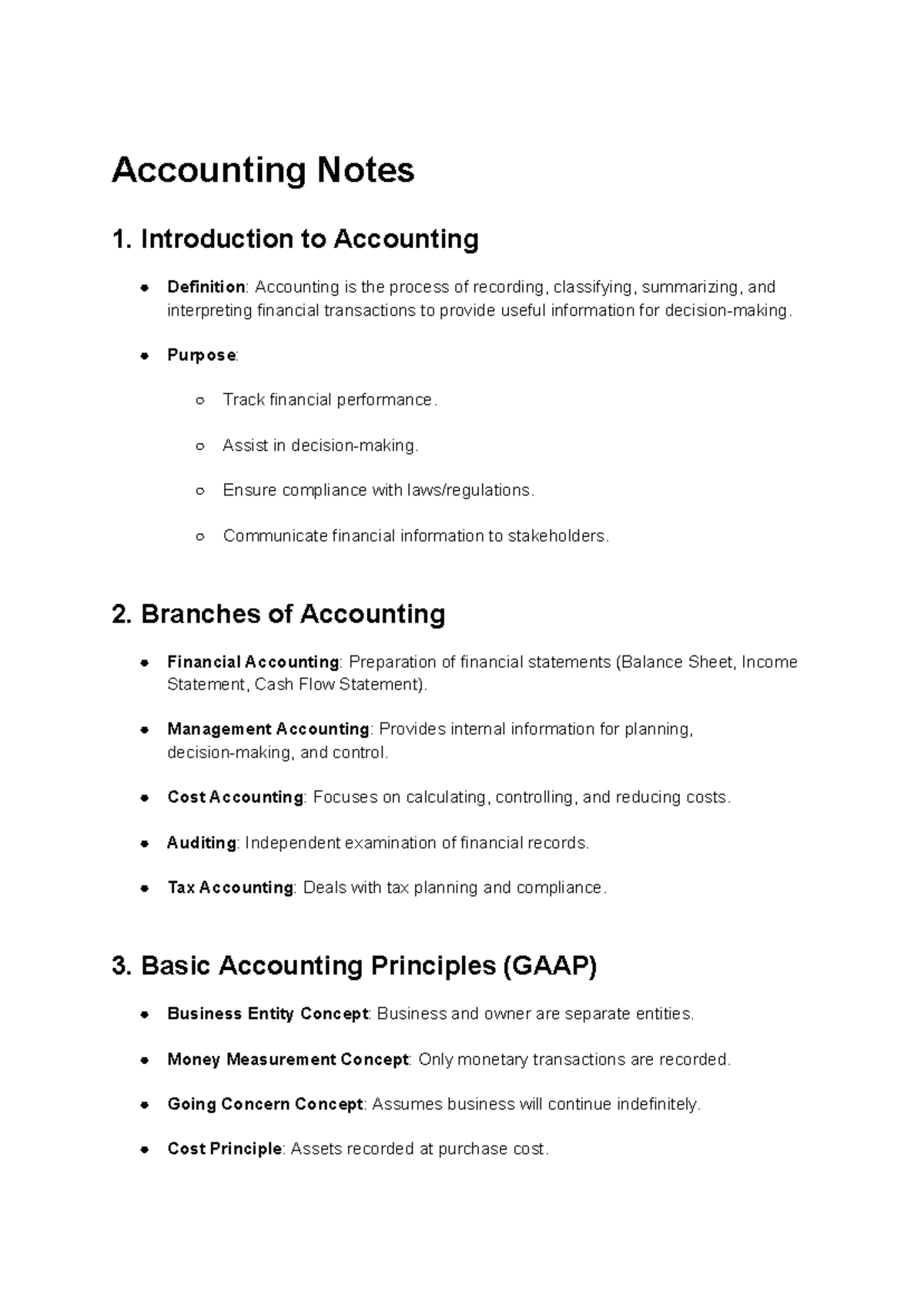 Accounting Notes: Intro to Accounting Concepts & Principles - Studocu