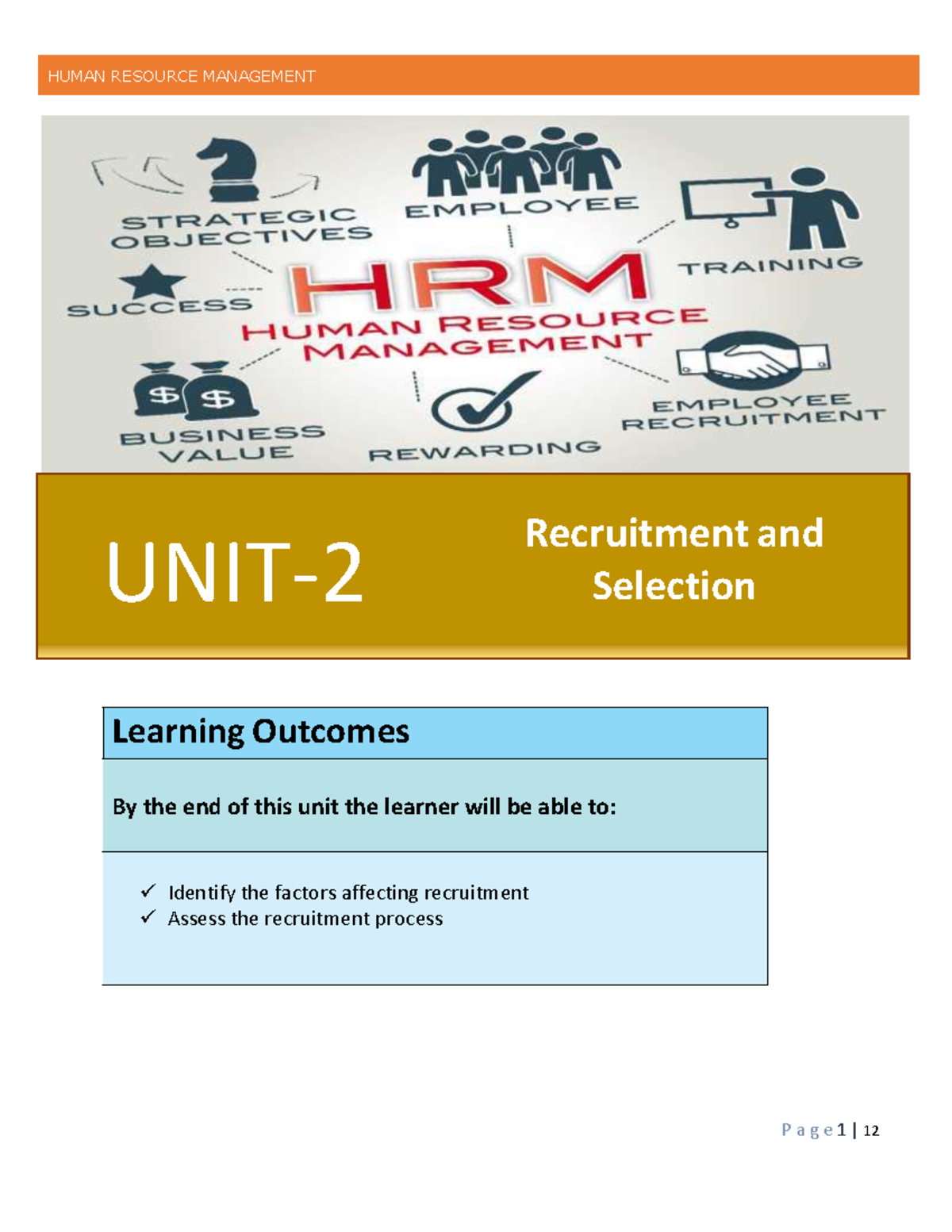 HUMAN RESOURCE MANAGEMENT 3: Recruitment & Selection Overview - Studocu