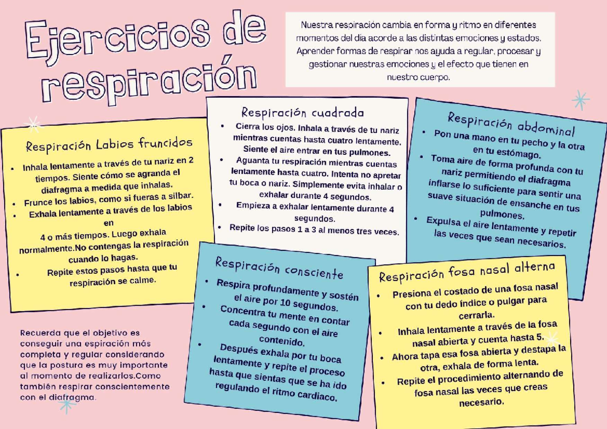Ejercicios de respiración para regular emociones y estados - Studocu