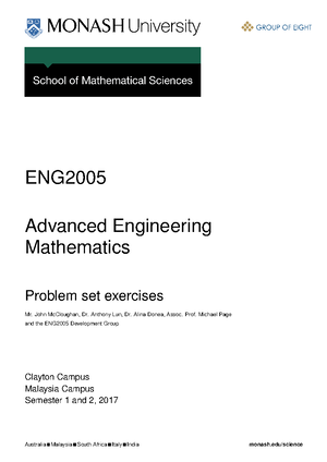 ENG2005 Cheat Sheet - Multivariable calculus * Jacobian gradient vector ...