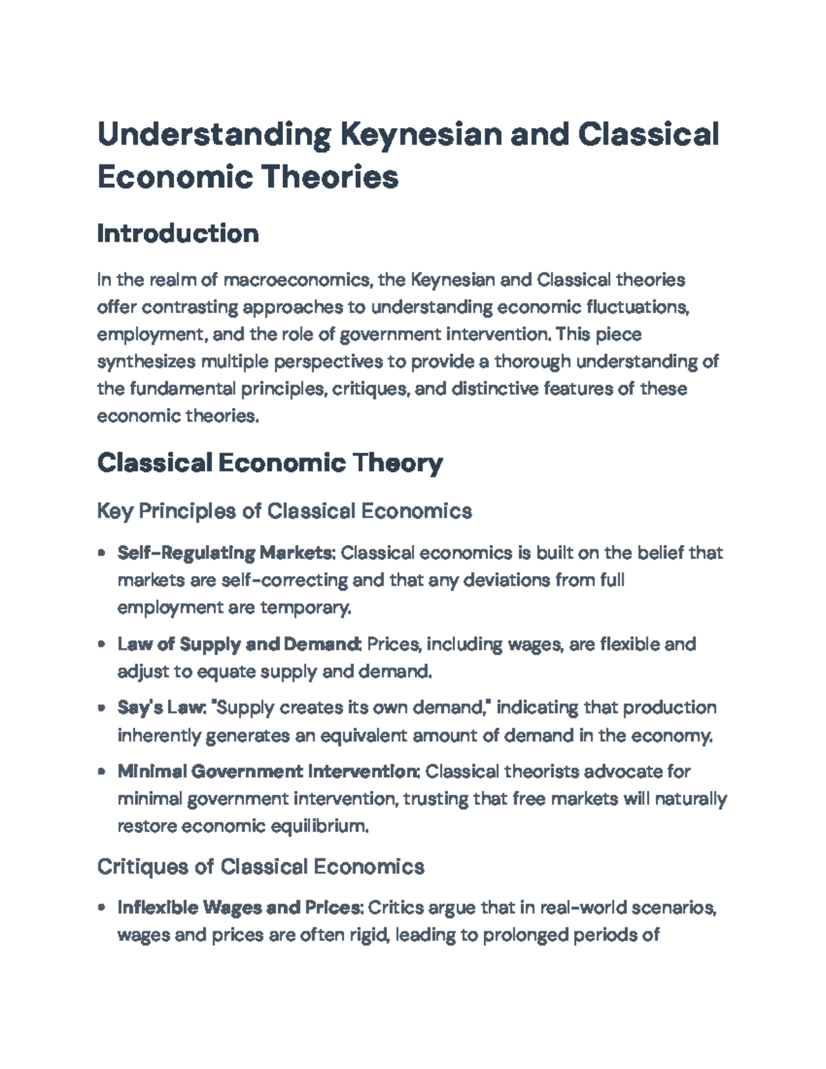 Economic Theories in Review: Keynesian vs Classical Approaches ...