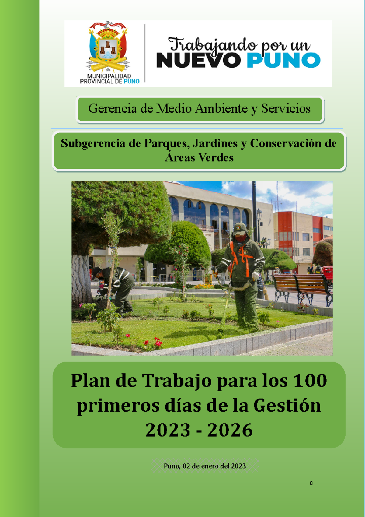 Plan de Trabajo para los primeros 100 días de Gestión 2023-2026 - Studocu