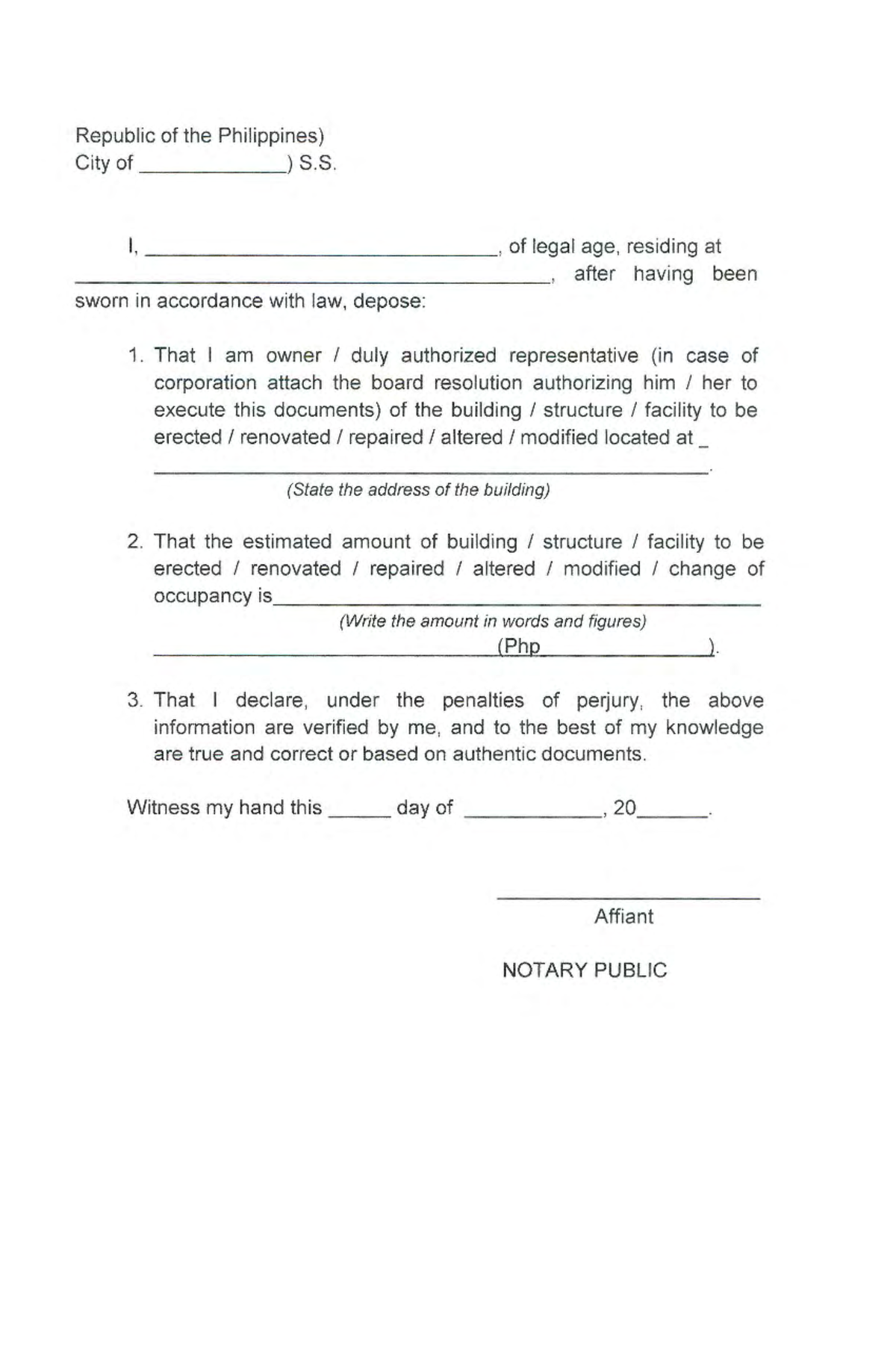 Notarized Declaration of Estimated Building Value - Studocu