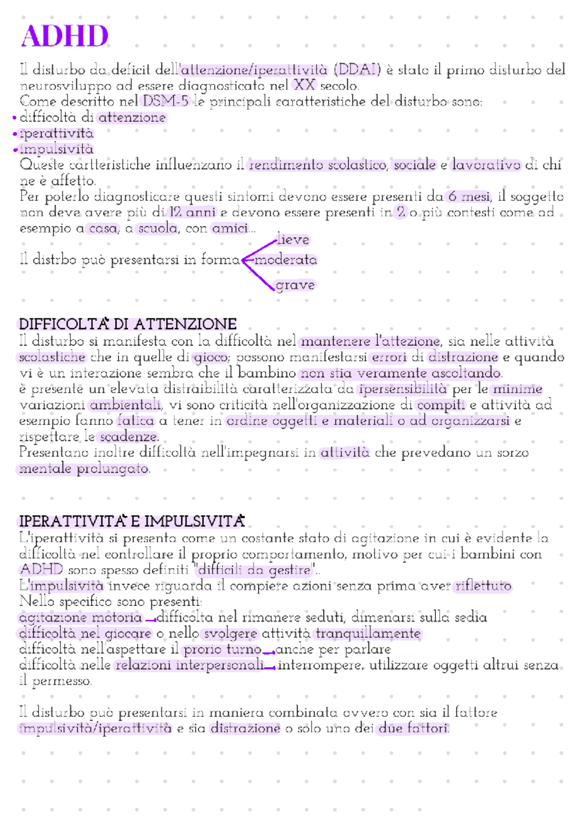 ADHD 241118 112003 - Riassunto adhd - ADHD Il disturbo da deficit (DDAI ...
