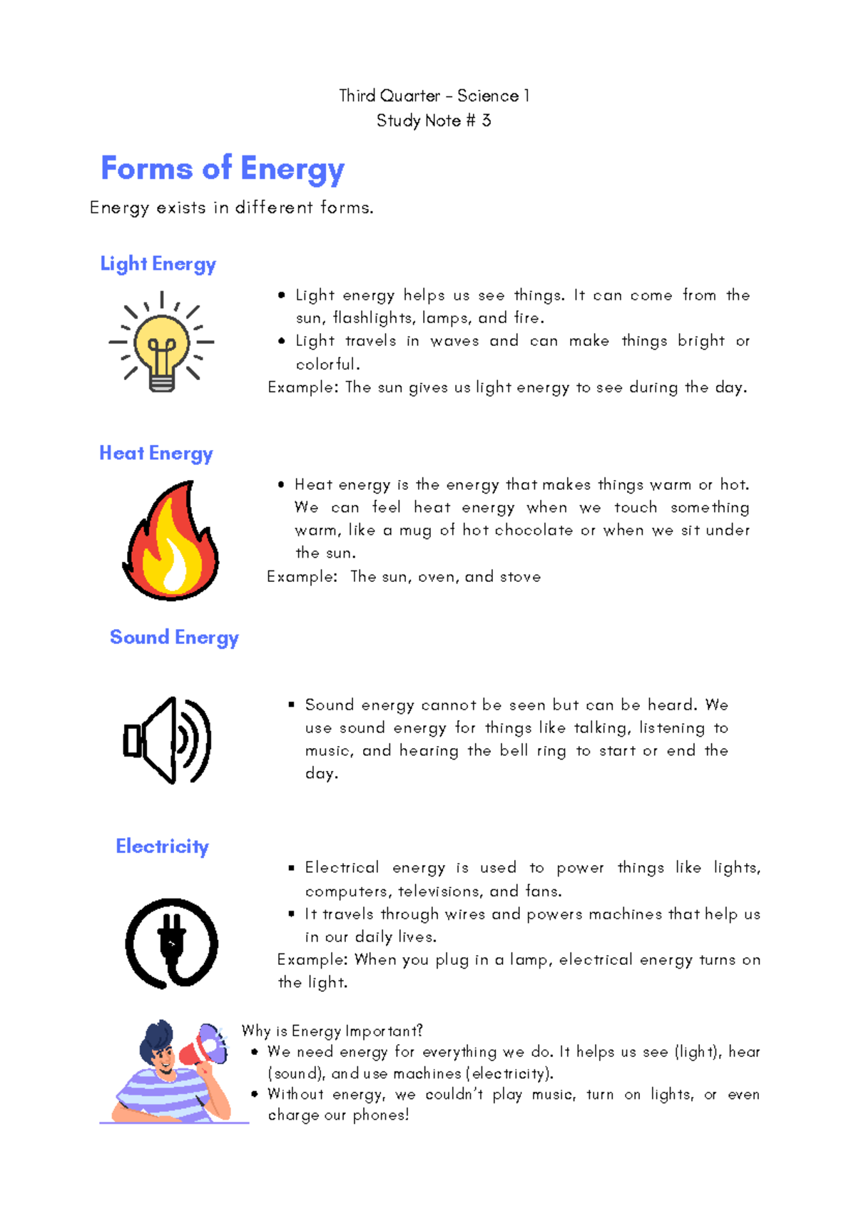 Study Note #3 - Forms of Energy - Third Quarter - Science 1 Study Note ...
