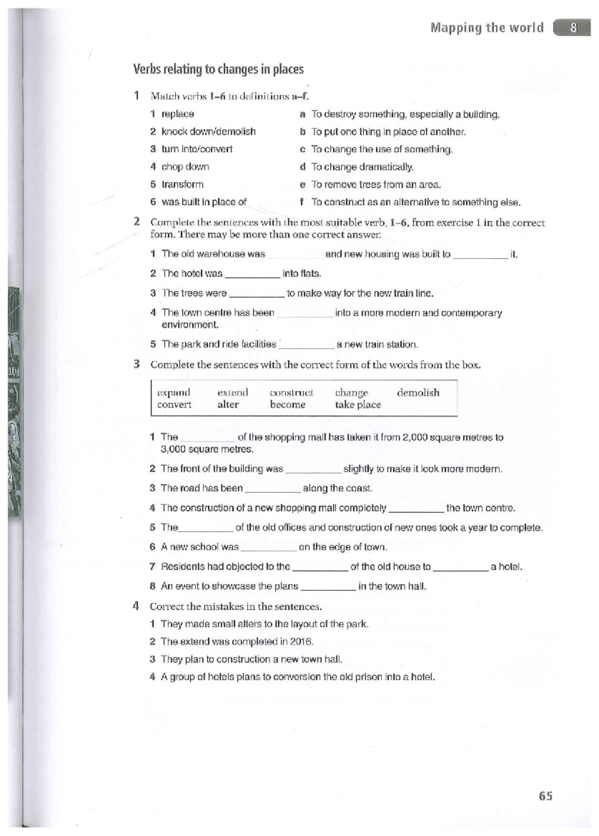 Map Workbook: Verbs of Change in Places - Learning Resource - Studocu
