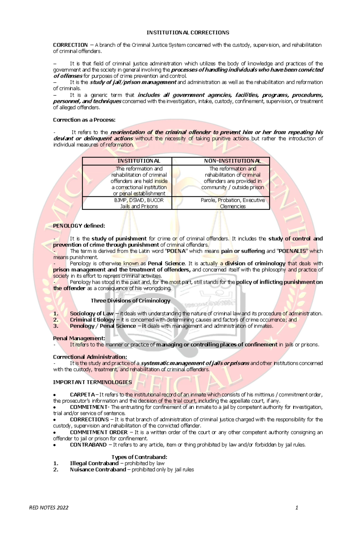 Institutional Corrections: Overview and Key Concepts (COR AD) - Studocu