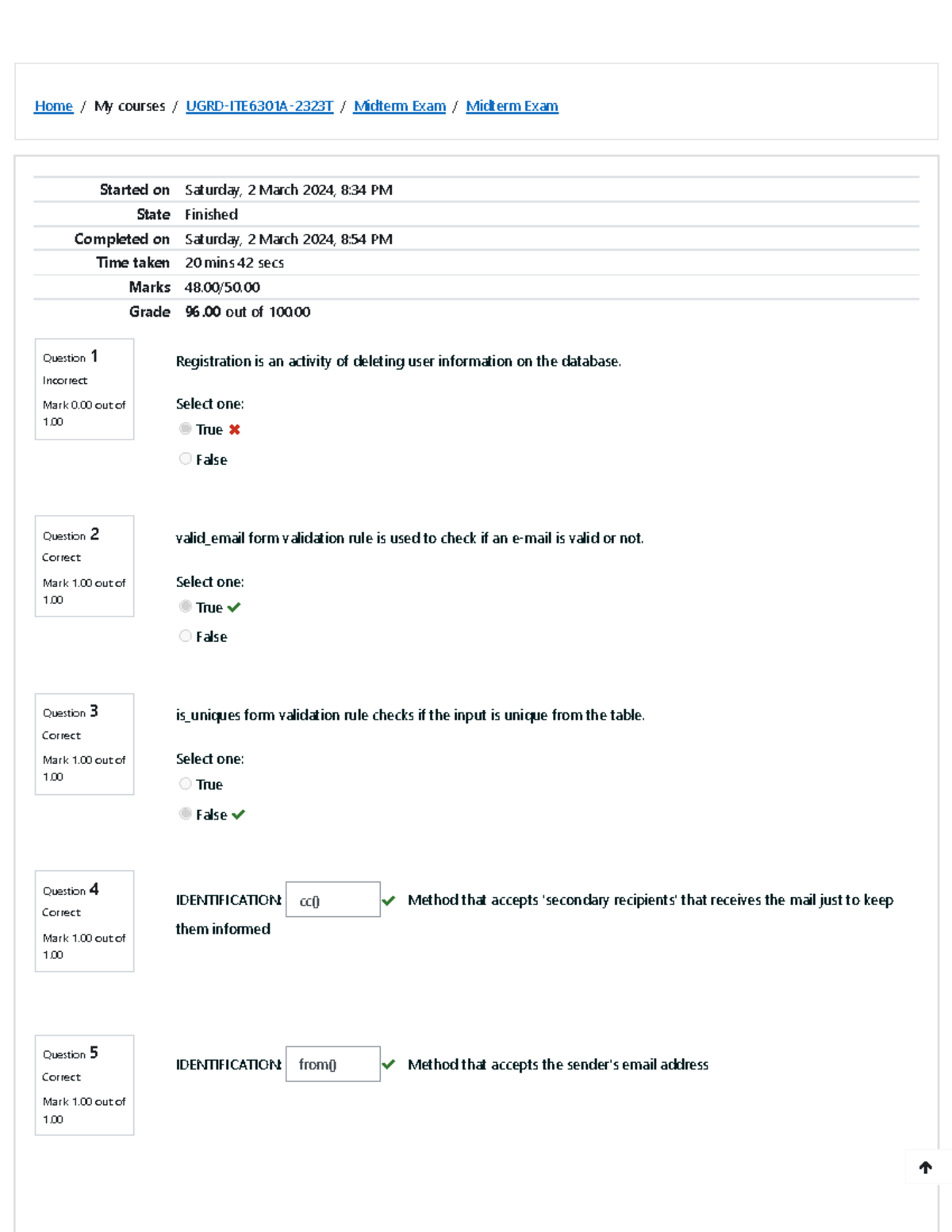 Appdev - Midterm Exam Review: Database Concepts & Validation Rules - Studocu
