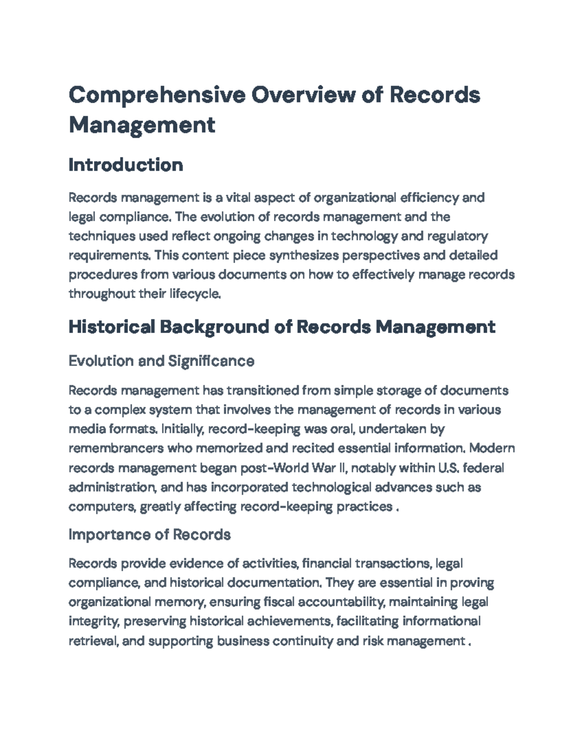Comprehensive Records Management Overview and Best Practices Guide - Comprehensive Overview of ...