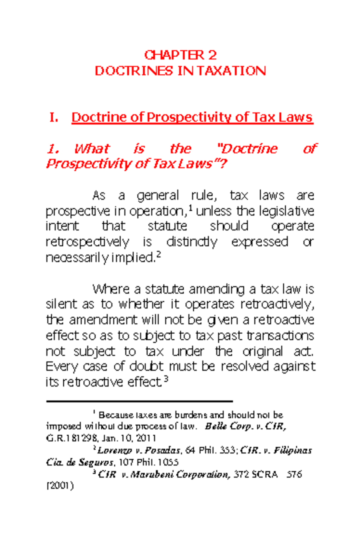 Doctrines-in-Taxation - CHAPTER 2 DOCTRINES IN TAXATION I. Doctrine of ...