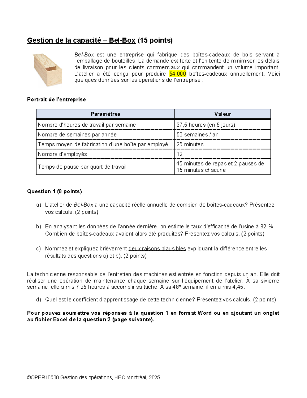 H25 - Gestion de la capacité et TS, Bel-Box - Gestion de la capacité ...