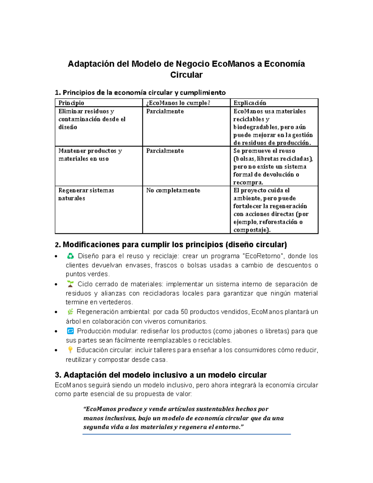 Adaptación del Modelo EcoManos a Economía Circular: Propuestas y ...