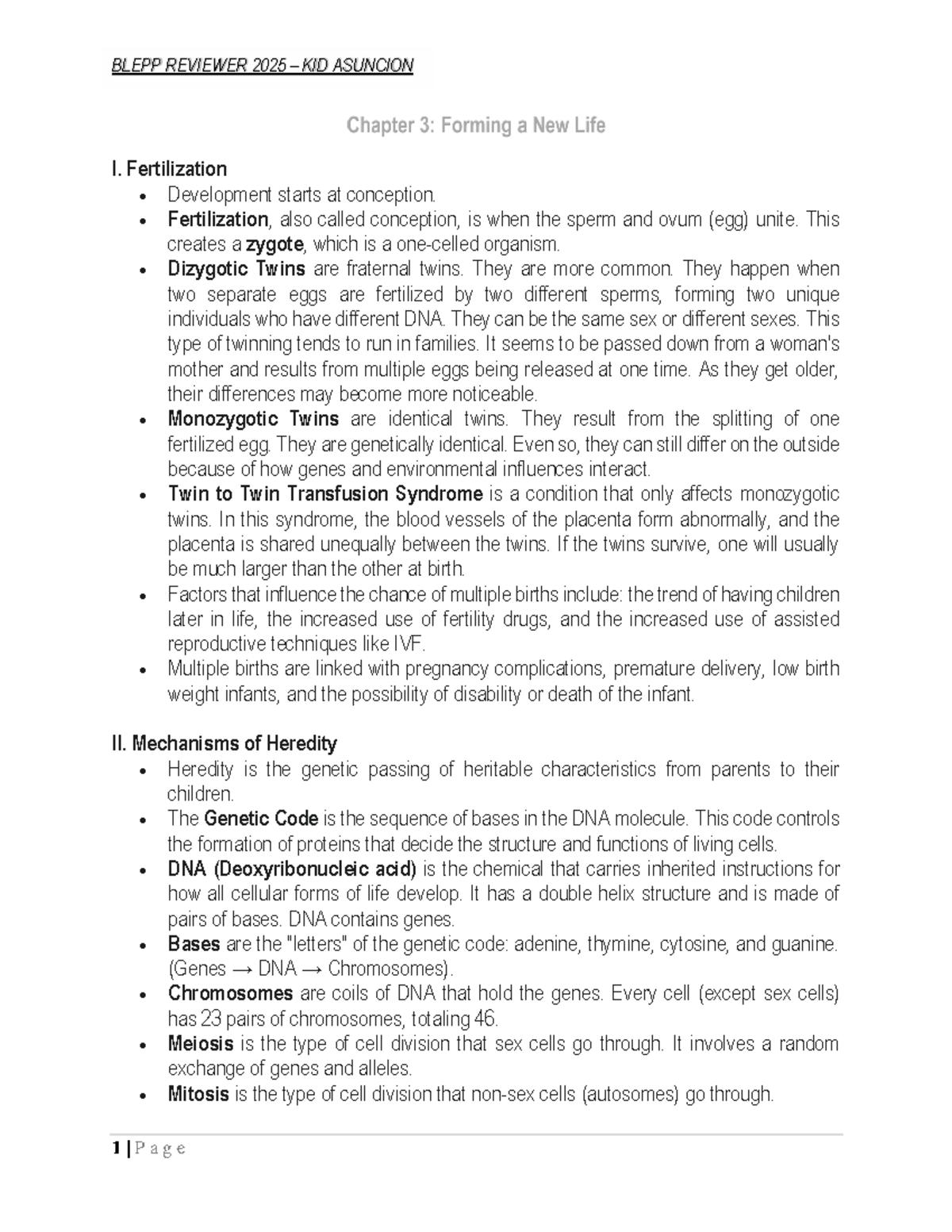Chapter 3 - Developmental Psychology: Fertilization, Heredity, and ...