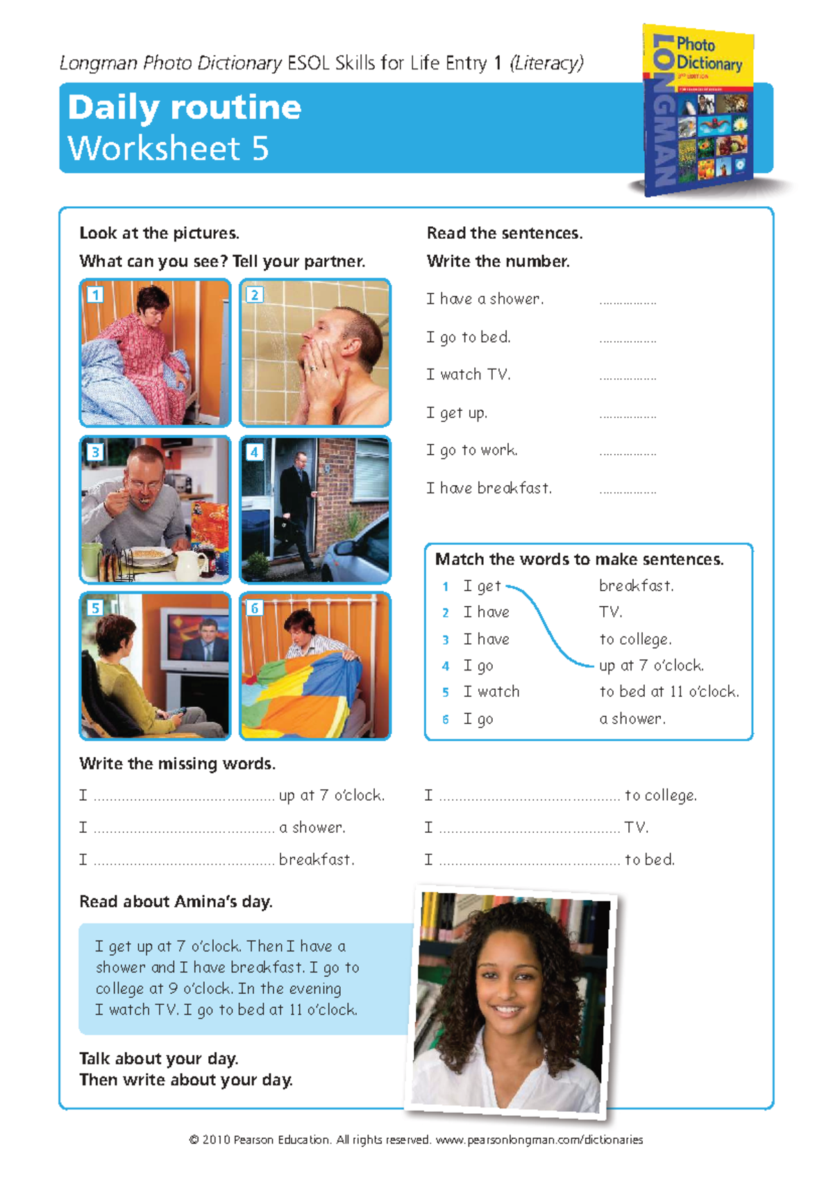 Daily Routine Worksheet ESOL Skills for Life Entry 1 Activities - Studocu