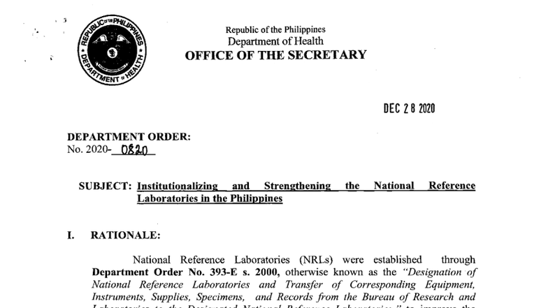 Department Order 2020-082: Strengthening National Reference ...