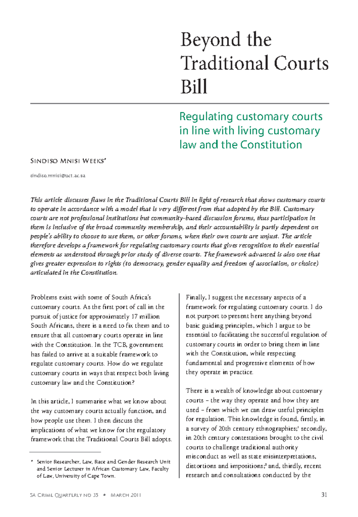 EJC47694 - Regulating South Africa's Customary Courts: Key Insights ...