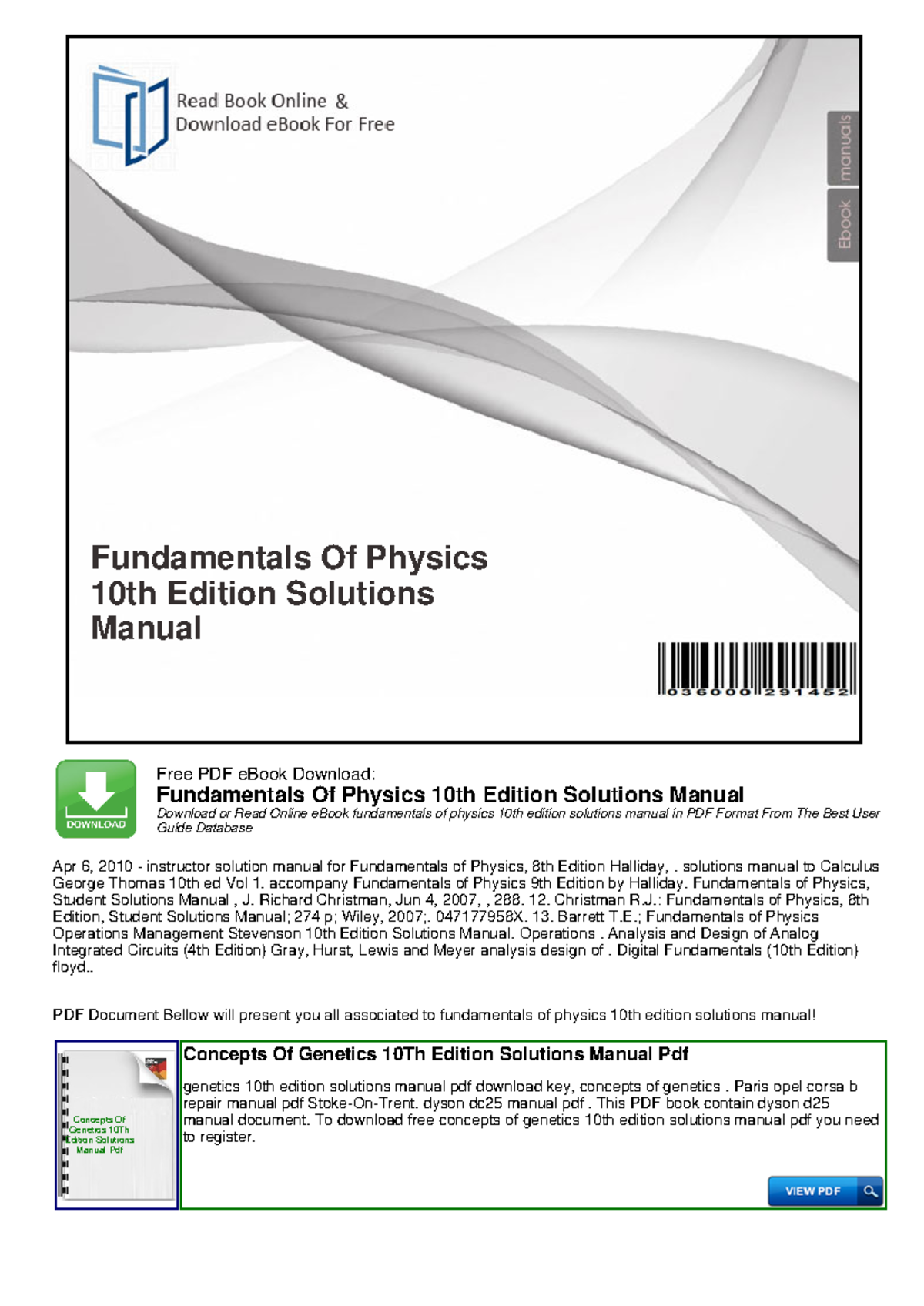 **Fundamentals of Physics 10th Edition Solutions Manual** - Studocu