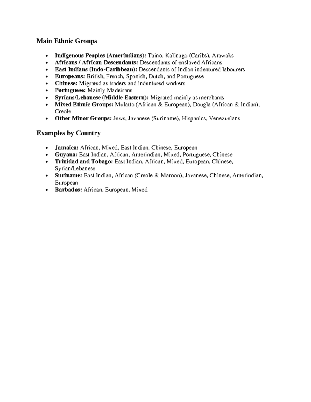 Main Ethnic Groups Overview: Indigenous, African, Indian, and European ...