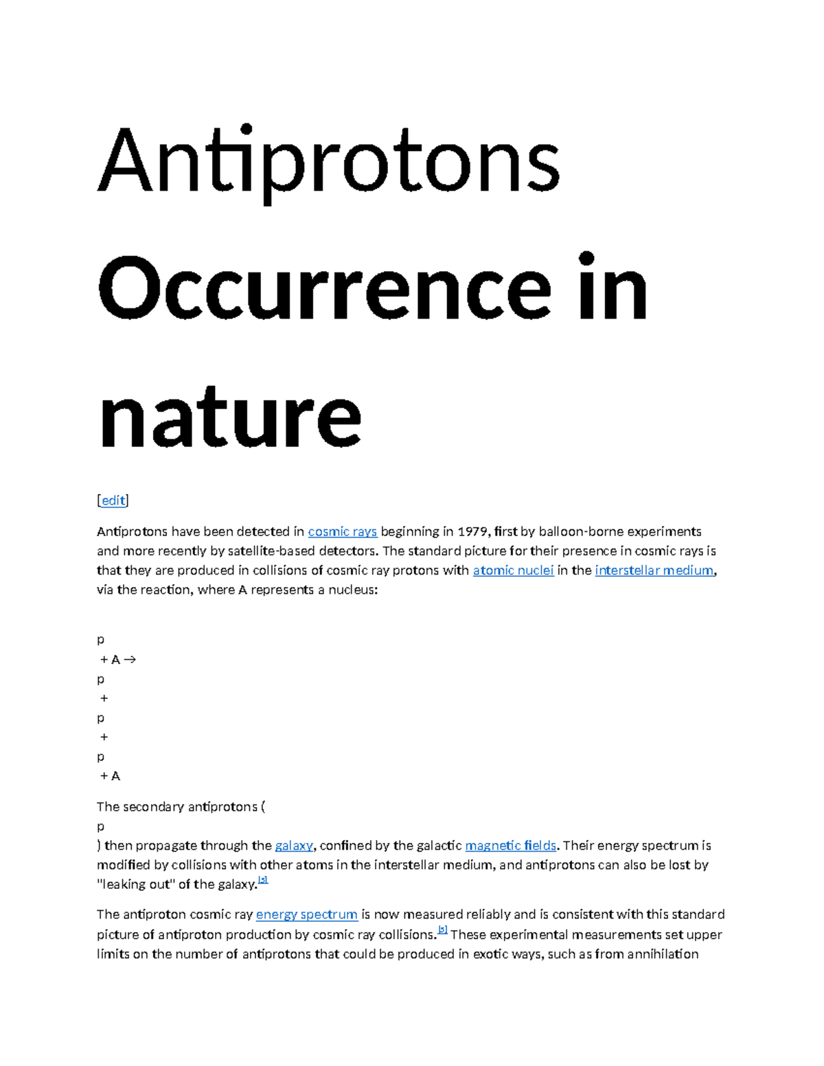 Antiprotons Occurrence in nature - Antiprotons Occurrence in nature ...