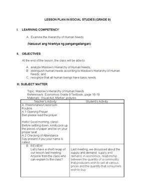 UAM Horizontal Dimension - GRADE 9 DAILY LESSON PLAN Region/School ...