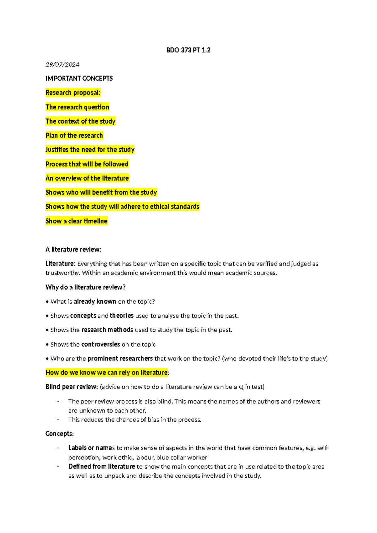 BDO 373 PT 1 - pt 1 summary - BDO 373 PT 1. 29/07/ IMPORTANT CONCEPTS ...