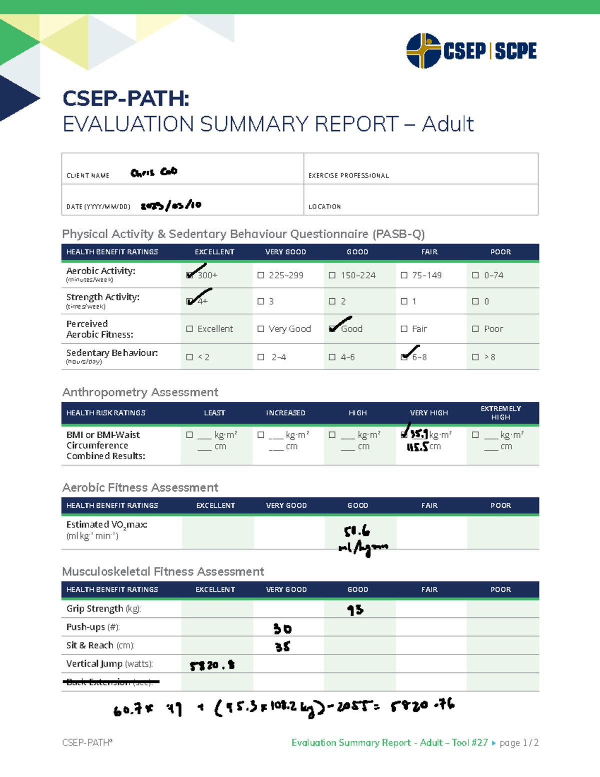 CSEP-PATH 2021 Tool #27 Evaluation Summary Report - Adult - Studocu
