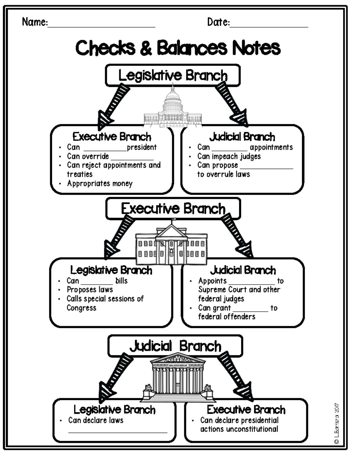 Checks and Balances Notes (US Gov 101) - Checks & Balances Notes Name