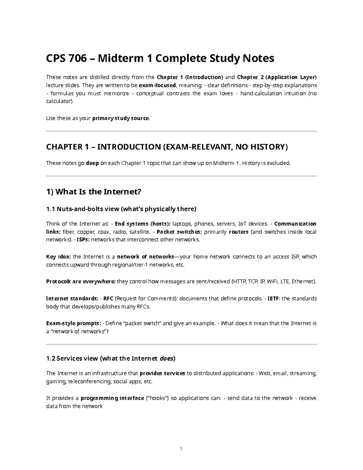 CPS 706 Midterm 1 Study Notes: Chapters 1 & 2 Overview - Studocu