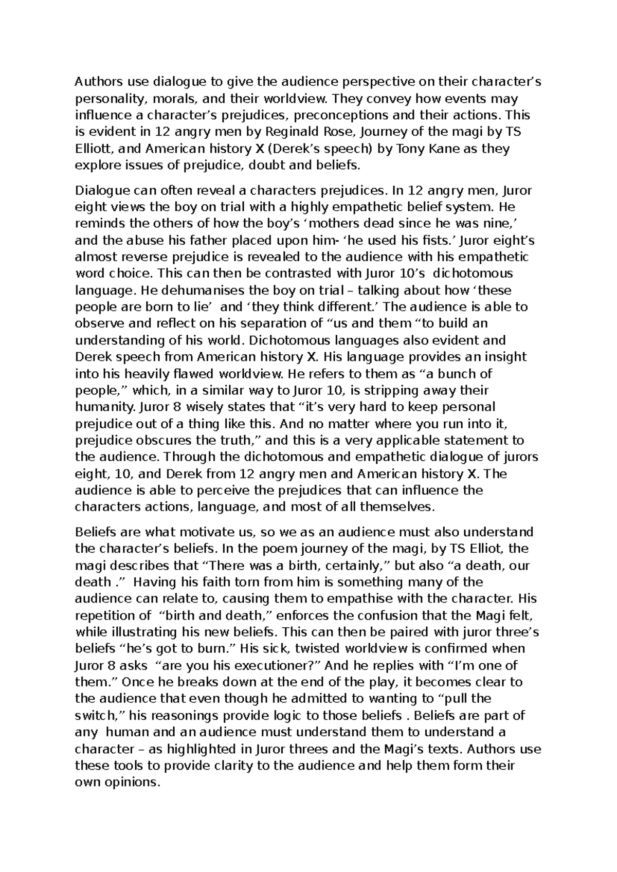 12 Angry Men & War Poetry: Exploring Prejudice & Beliefs in Texts - Studocu