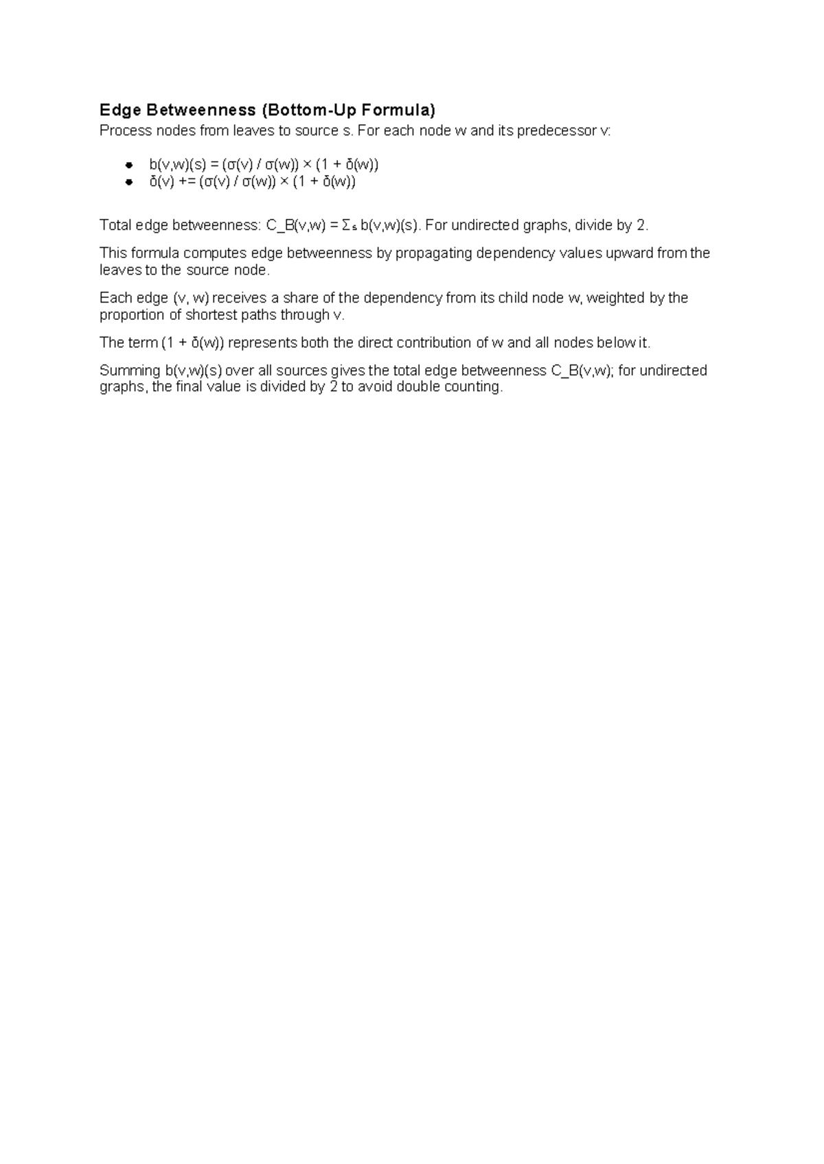 Edge Betweenness Formula - Web Mining Exercise (WM 101) - Studocu