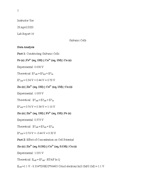 Acid Base Titration - Chemistry 1210 Lab report containing an abstract ...