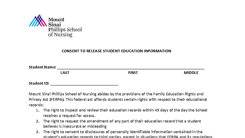 Consent to Release Student Info - Portage Study Guide - Studocu