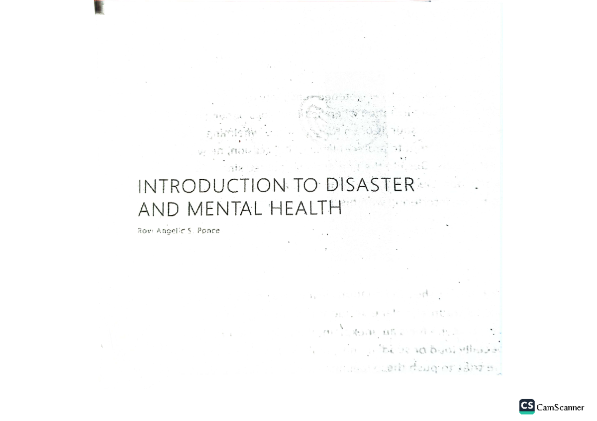 CS COGNITIVE PSYCHOLOGY: Disaster Impact on Mental Health and Community ...