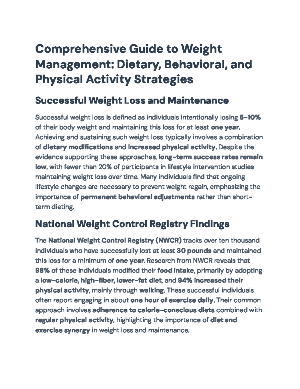 Comprehensive Weight Management Strategies: Tips for Success ...