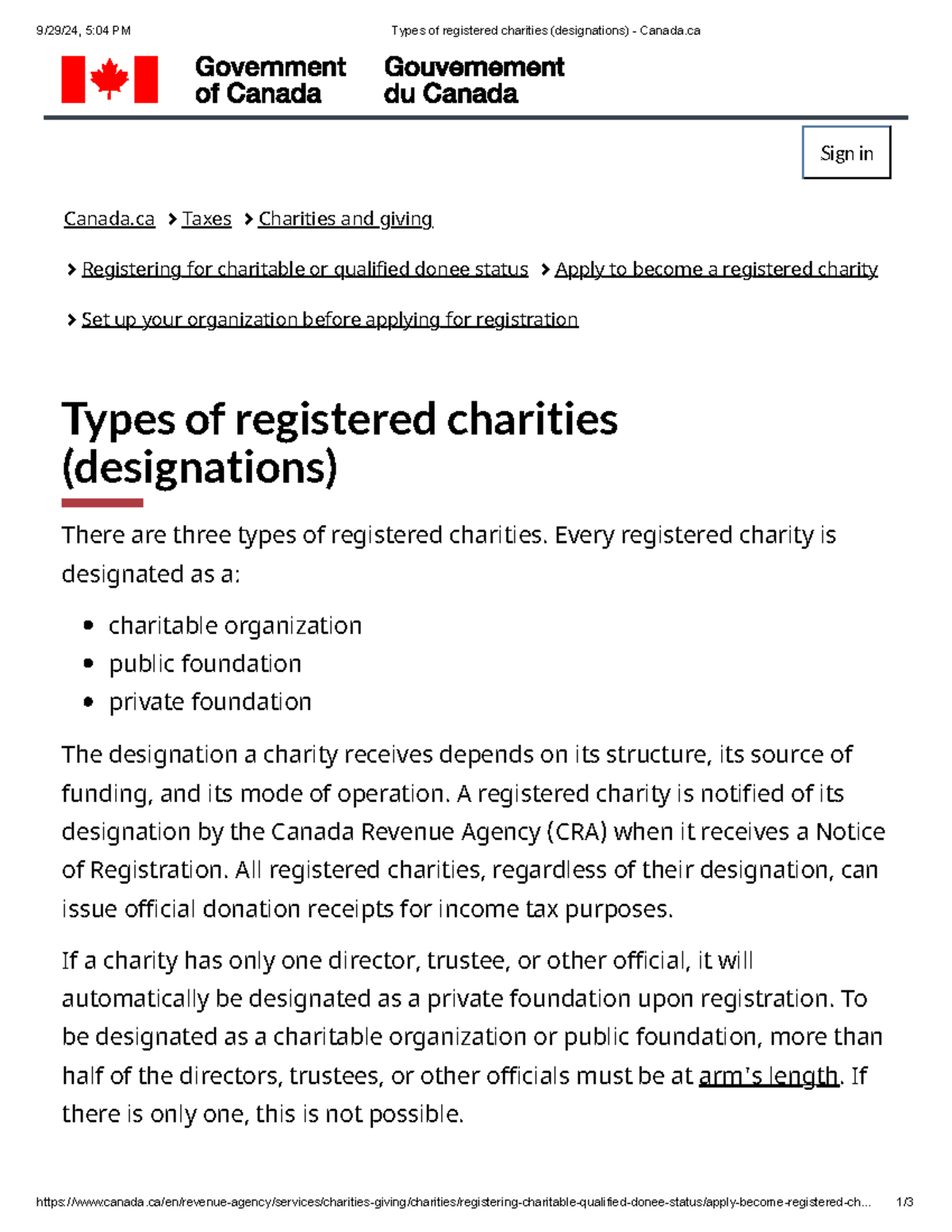 Types of registered charities (designations) - NPO - Canada Taxes ...