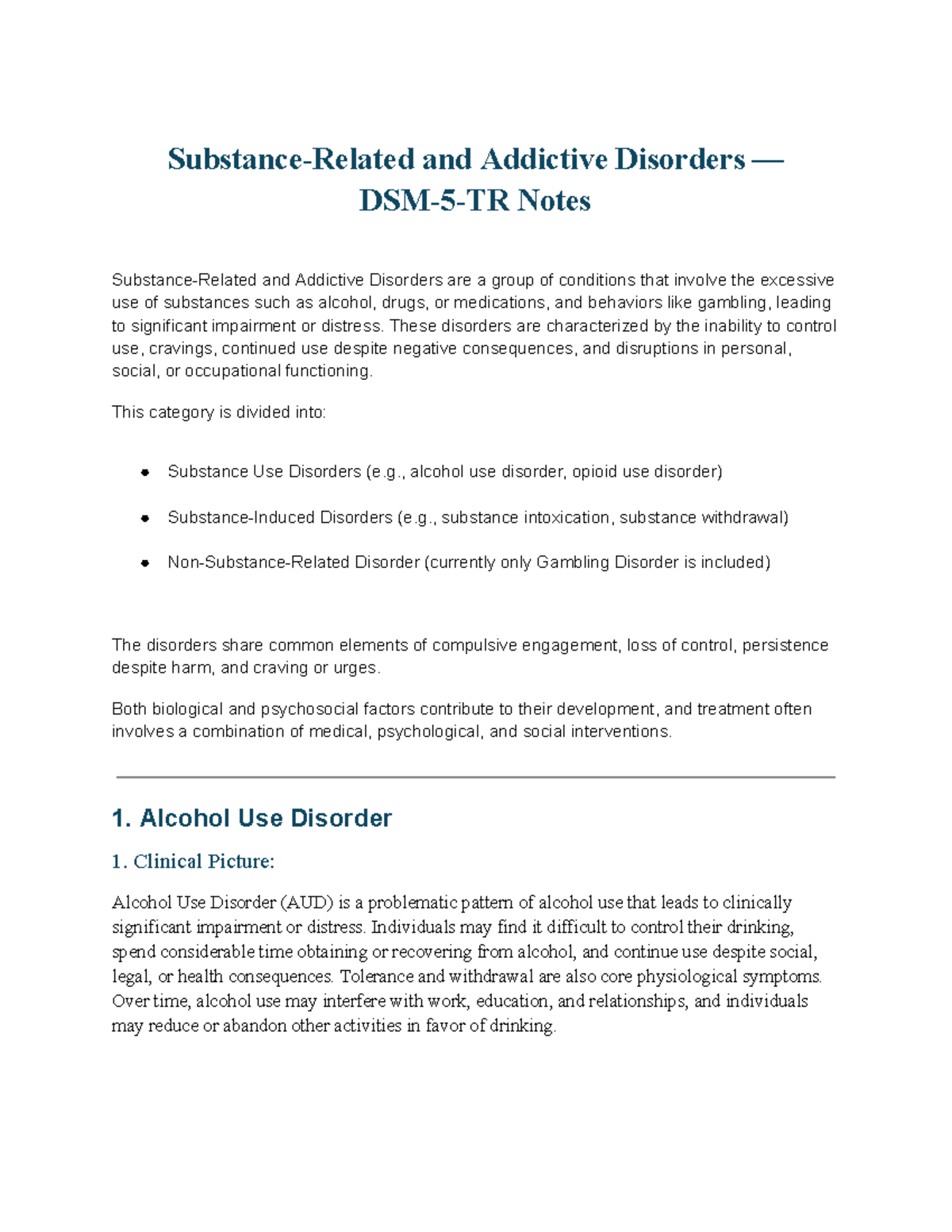 Substance-Related and Addictive Disorders — DSM-5-TR Notes - Studocu