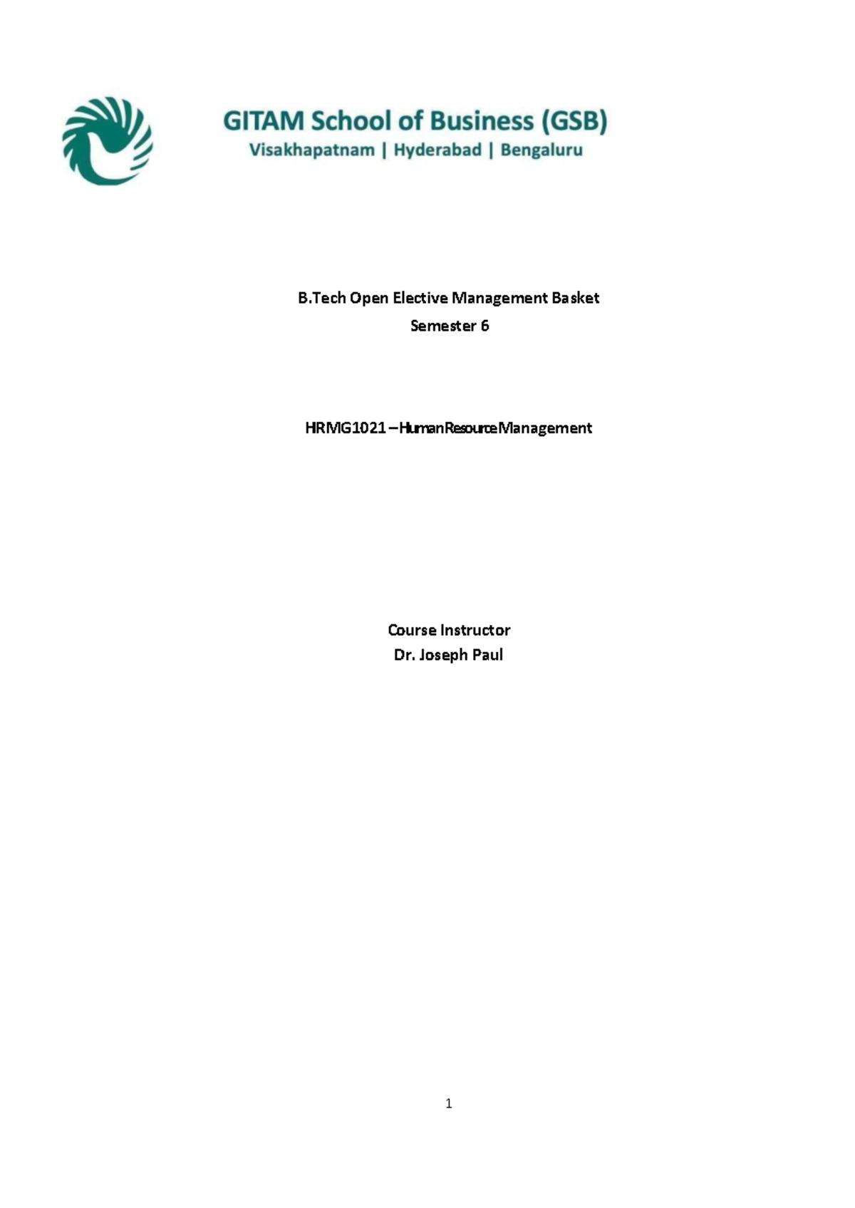 HRMG1021 Human Resource Management Course Overview & Lesson Plan - Studocu