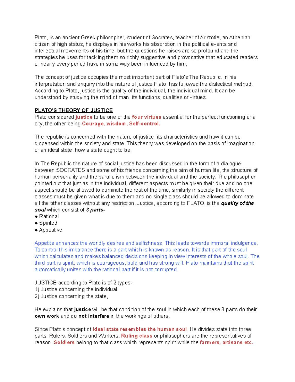 Theory of justice - Plato, is an ancient Greek philosopher, student of ...