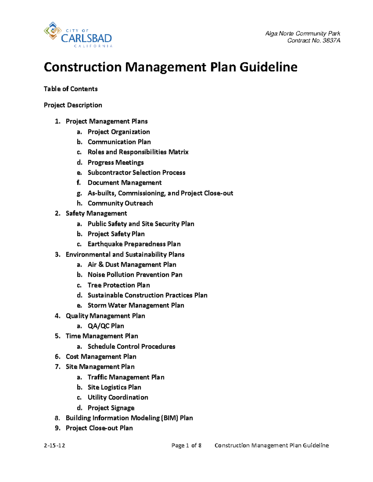 Construction Management Plan Guideline for Alga Norte Park Contract No ...
