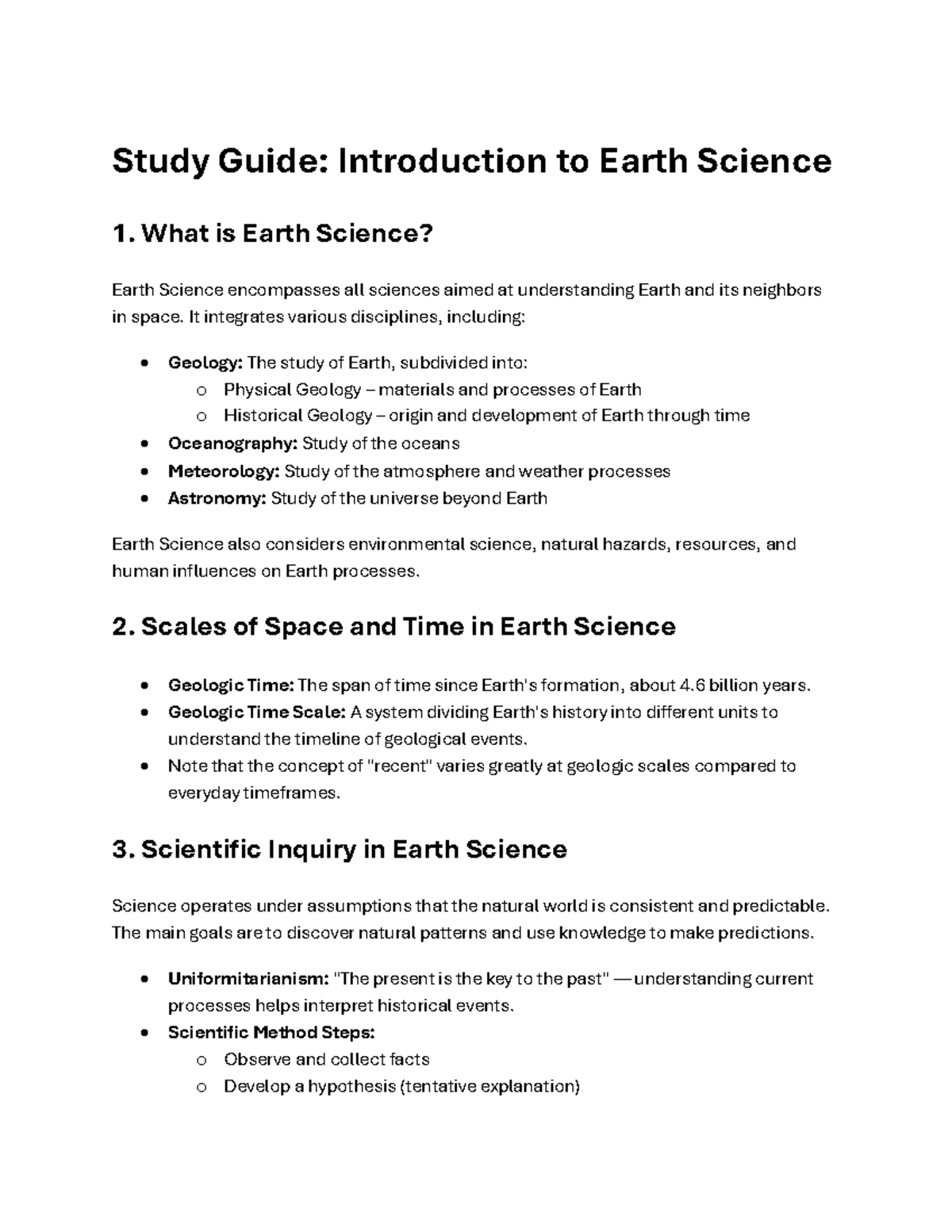 Second Guide to Earth Science: Chapter 1 Overview - Studocu