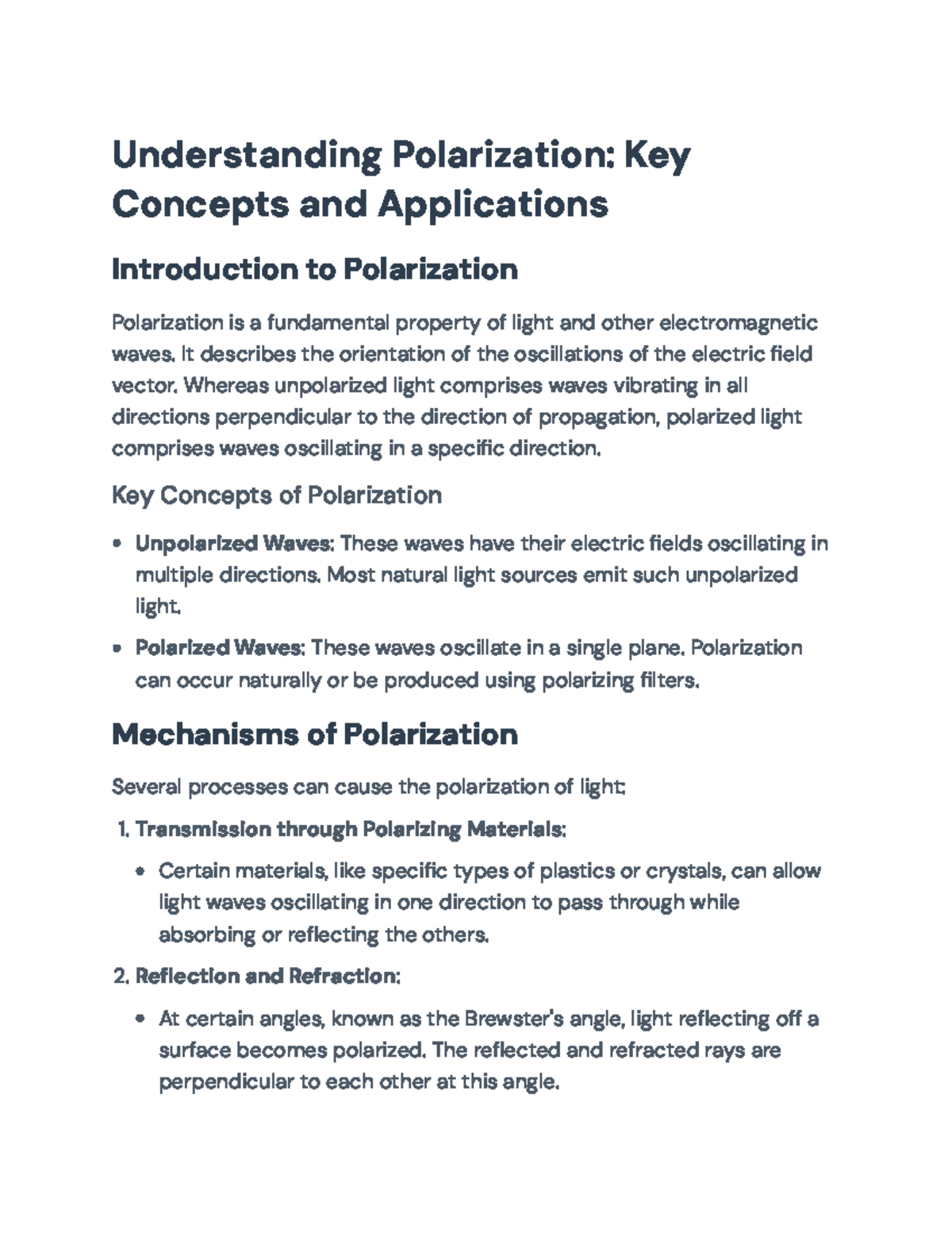 Understanding Polarization: Concepts, Applications, and Calculations ...