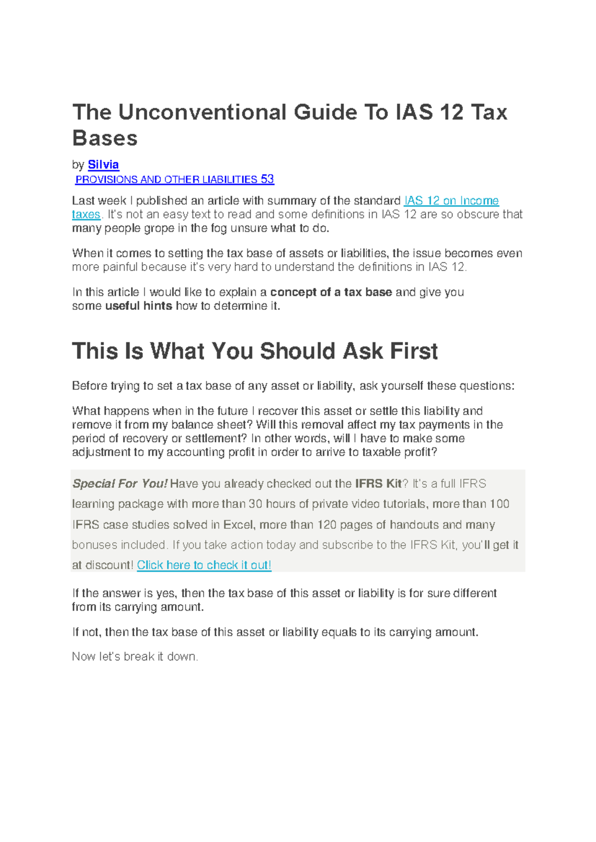 Understanding IAS 12 Tax Bases: A Comprehensive Guide - Studocu