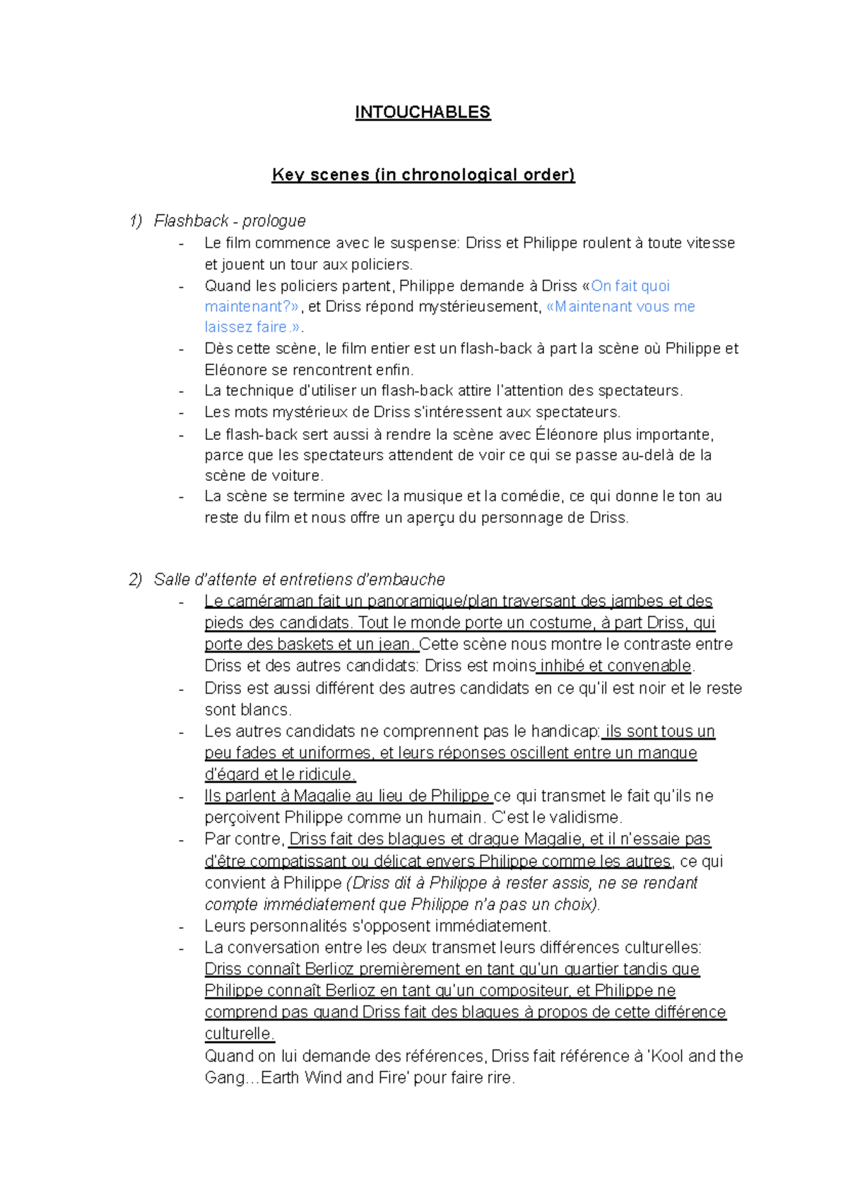 Analyse des scènes clés du film "Intouchables" - Remarque et ...