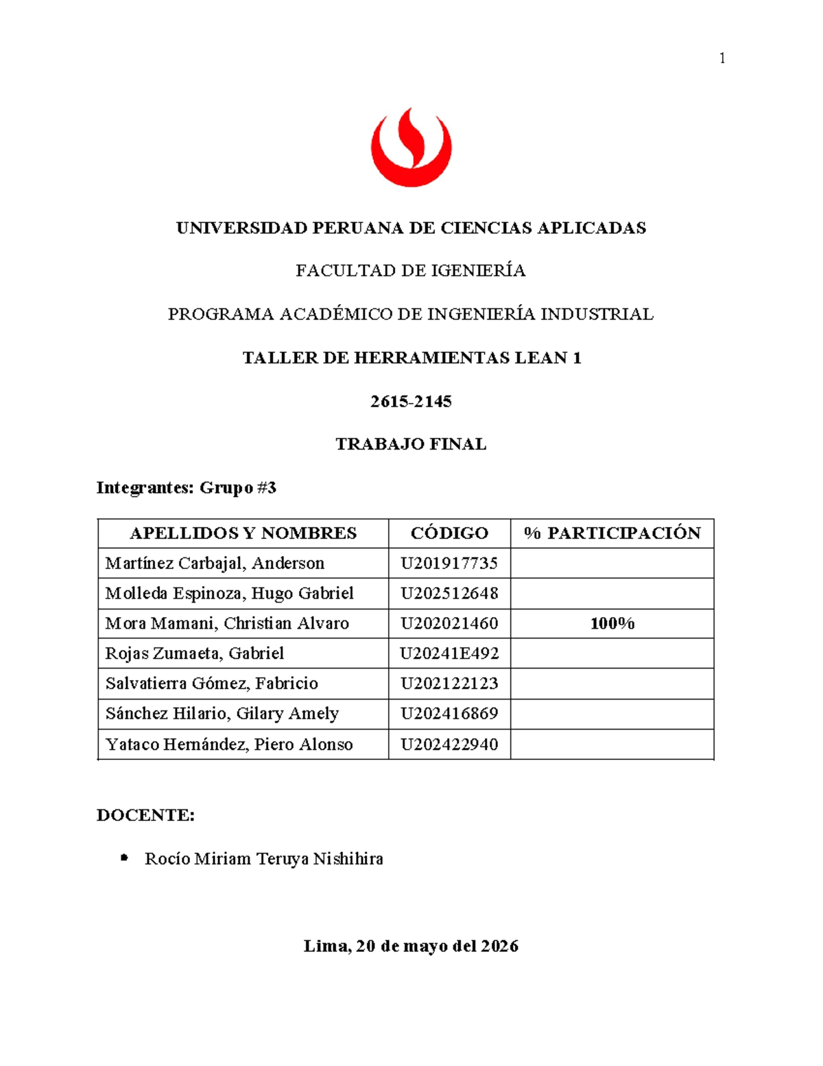 TF Taller de Herramientas Lean 1 - Análisis de Proceso en RMB SATECI ...
